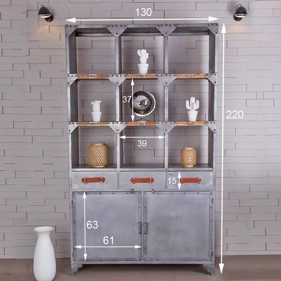 Grote industriële buffetkast natuurlijke afwerking